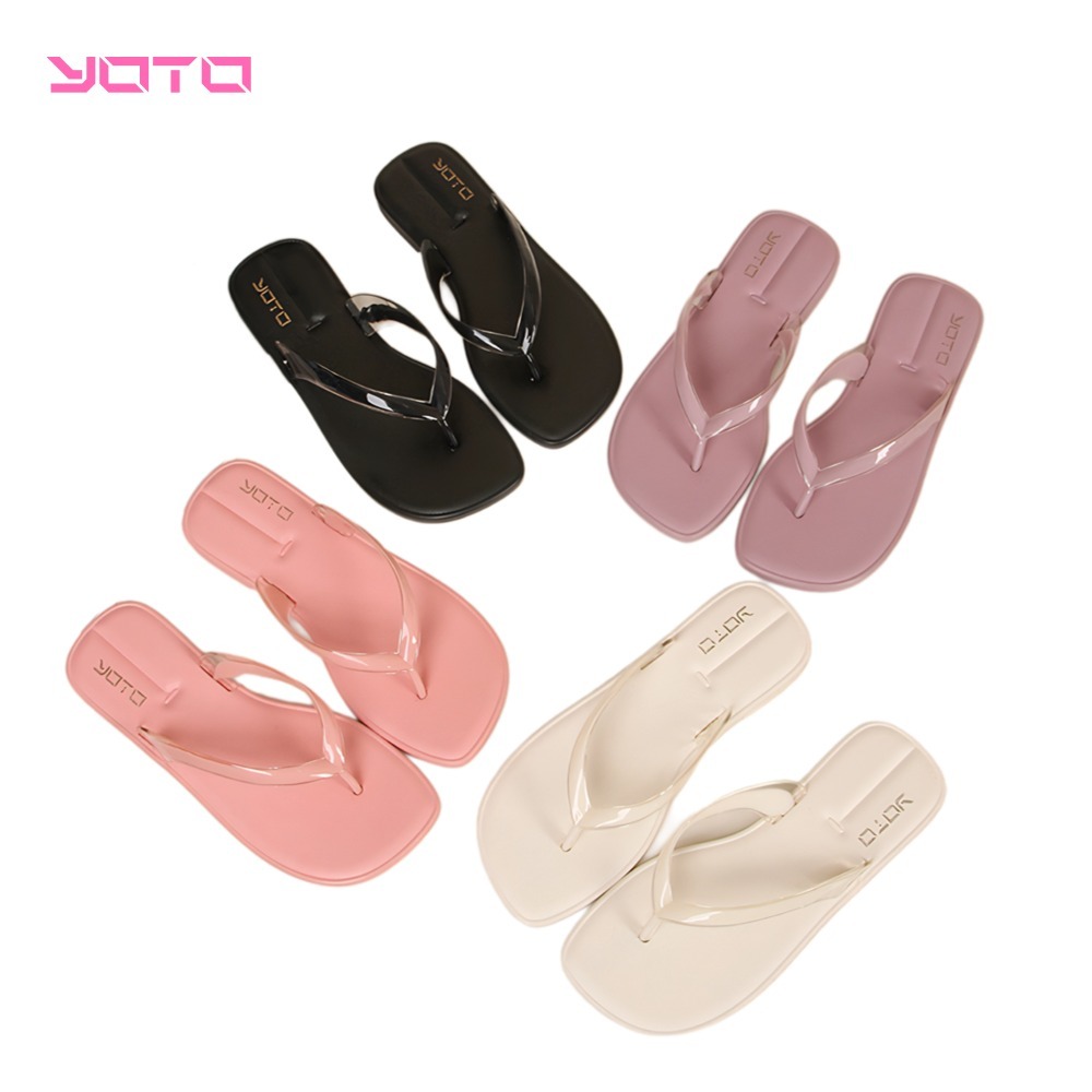 YOTO Flip Flops Basic Solid Flat Slippers For Women Casual Comfort Soft Summer Slippers | Shopee ...
