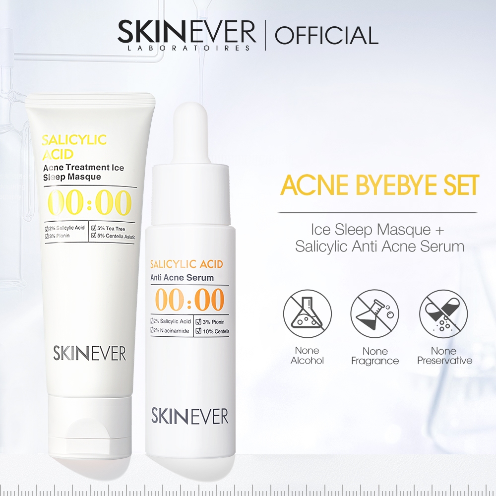 SKINEVER Acne Skincare Set Salicylic Acid Ice Sleep Masque And Serum ...