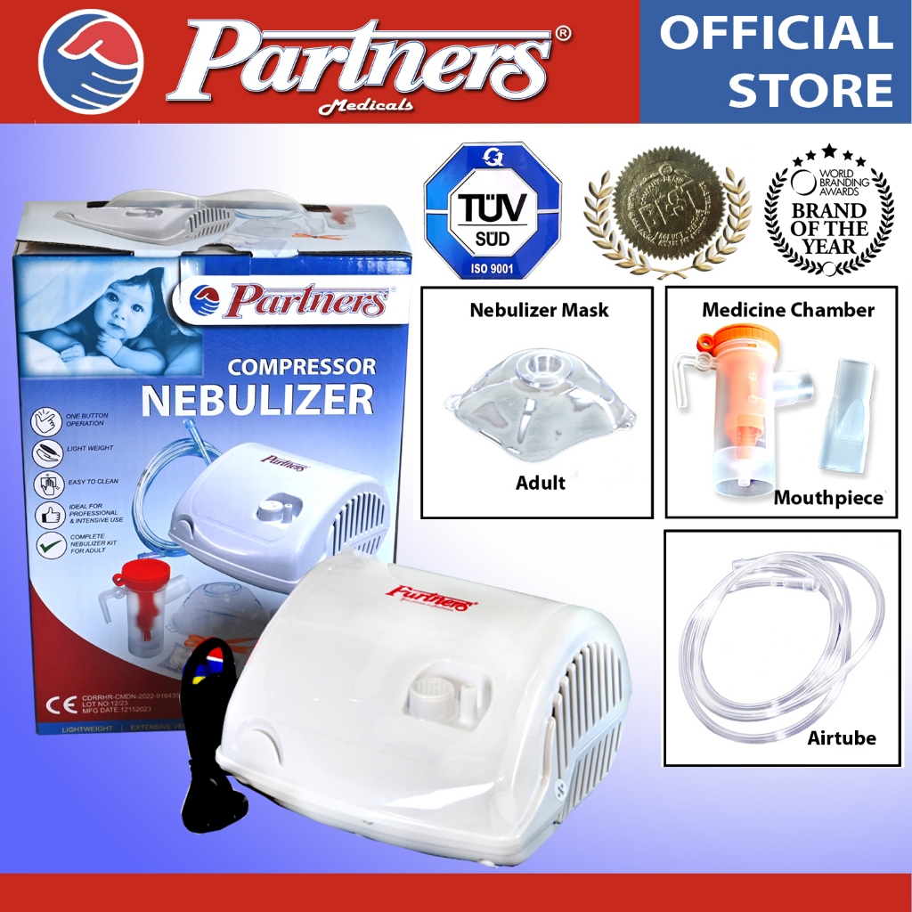 Partners Compressor Nebulizer with 1pc Neb. Kit, 1pc Neb. Mask Adult (w ...