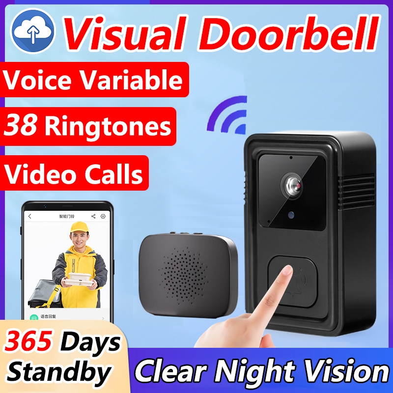 Doorbell Wireless 365Day-Standby Video call&Night vision Variable voice ...