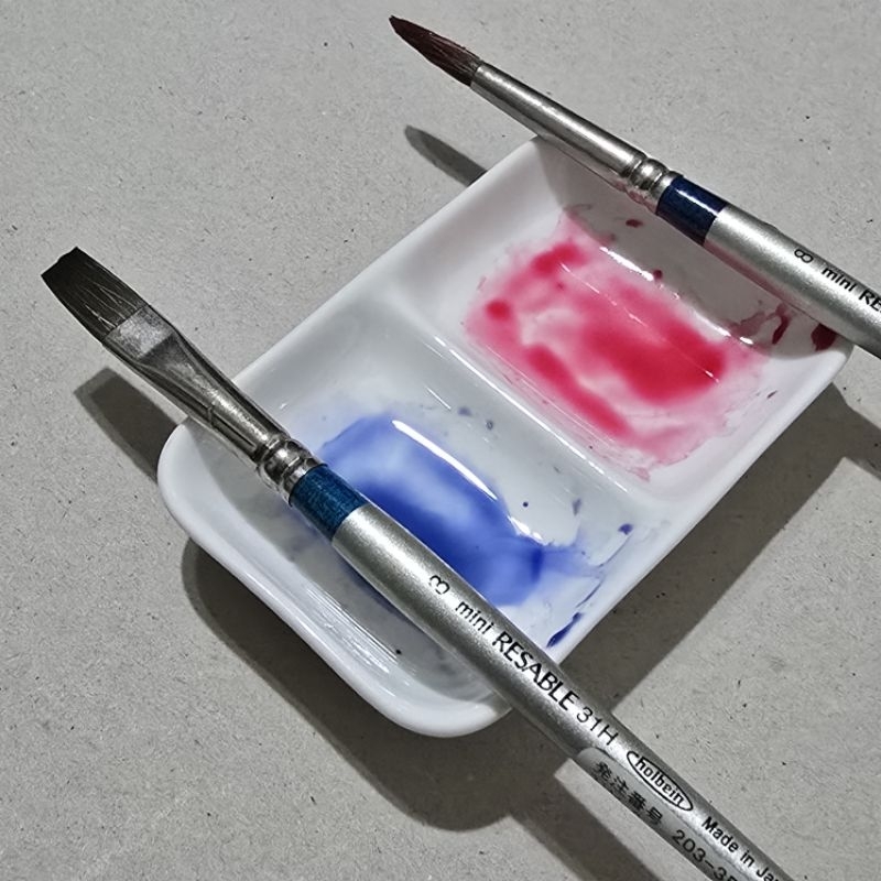 Porcelain Palette 2 wells for watercolor non staining | Shopee Philippines