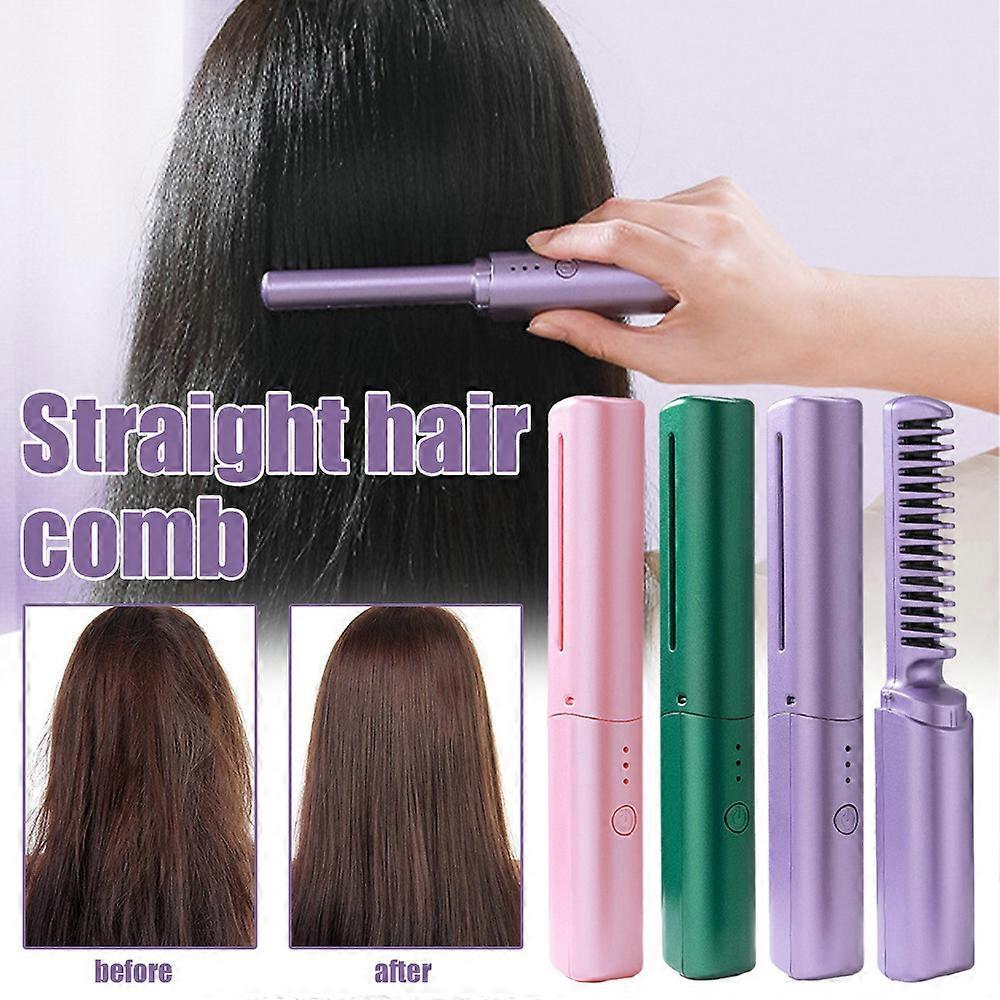Straight Hair Comb Wireless 2 in 1 Hair Straightener and Curler USB ...