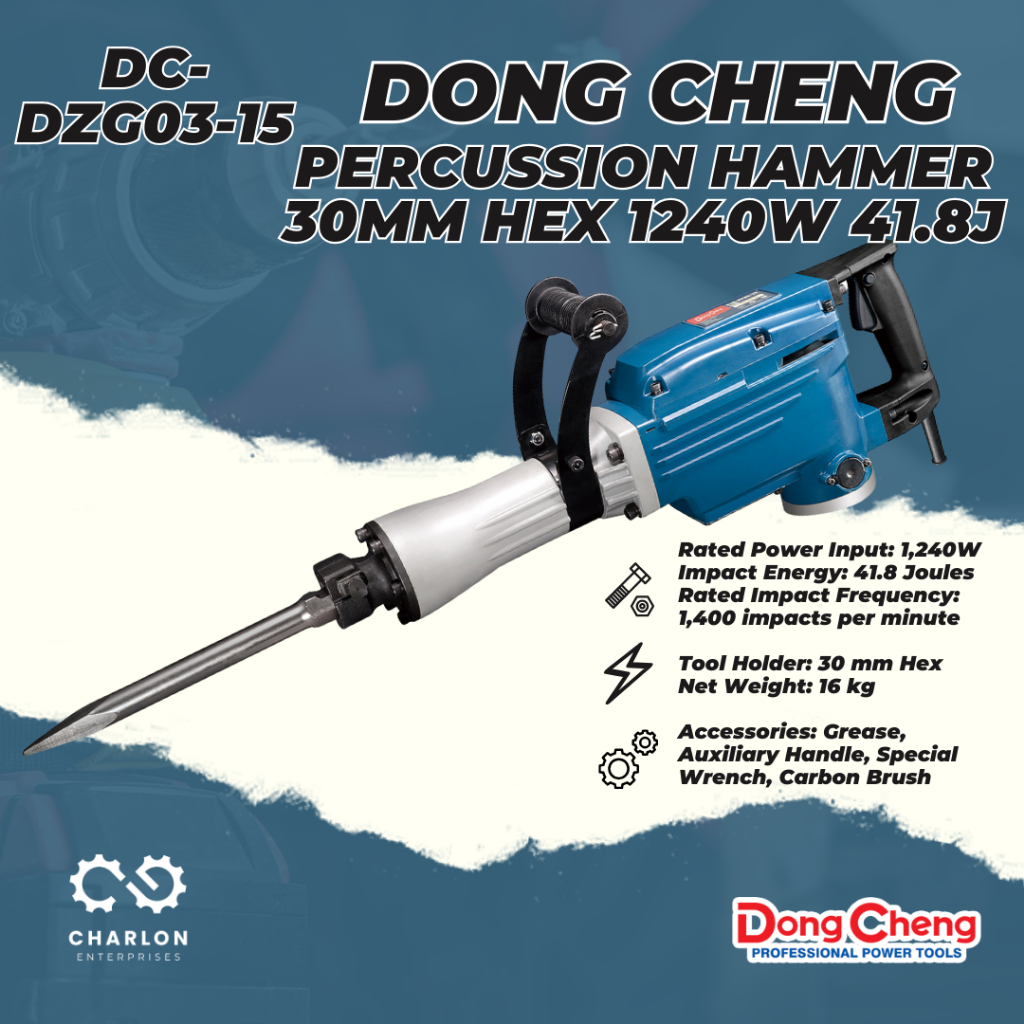 DC-DZG03-15 DC PERCUSSION HAMMER 30MM HEX 1240W 41.8J POWERTOOLS POWER ...