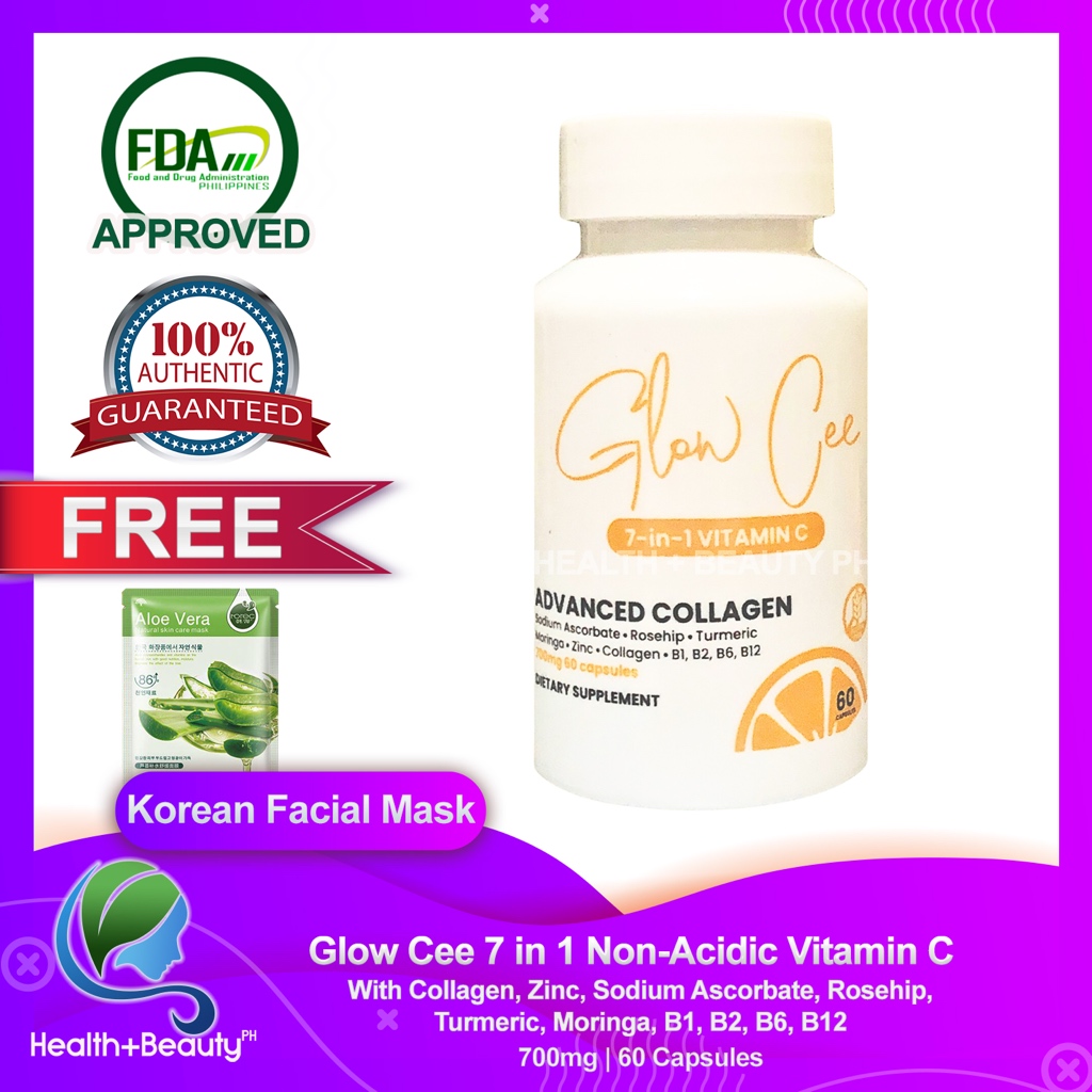 Glow Cee 7 in 1 Vitamin C with Collagen Zinc Sodium Ascorbate Rosehip ...