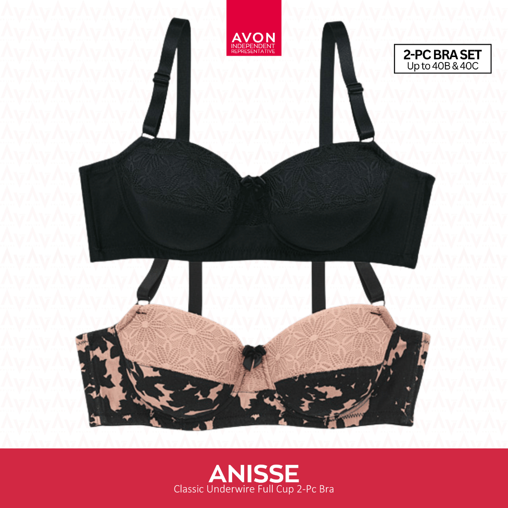 Avon Anisse Underwire Classic 2pc Full Cup Bra - Mono Floral / Moonless ...