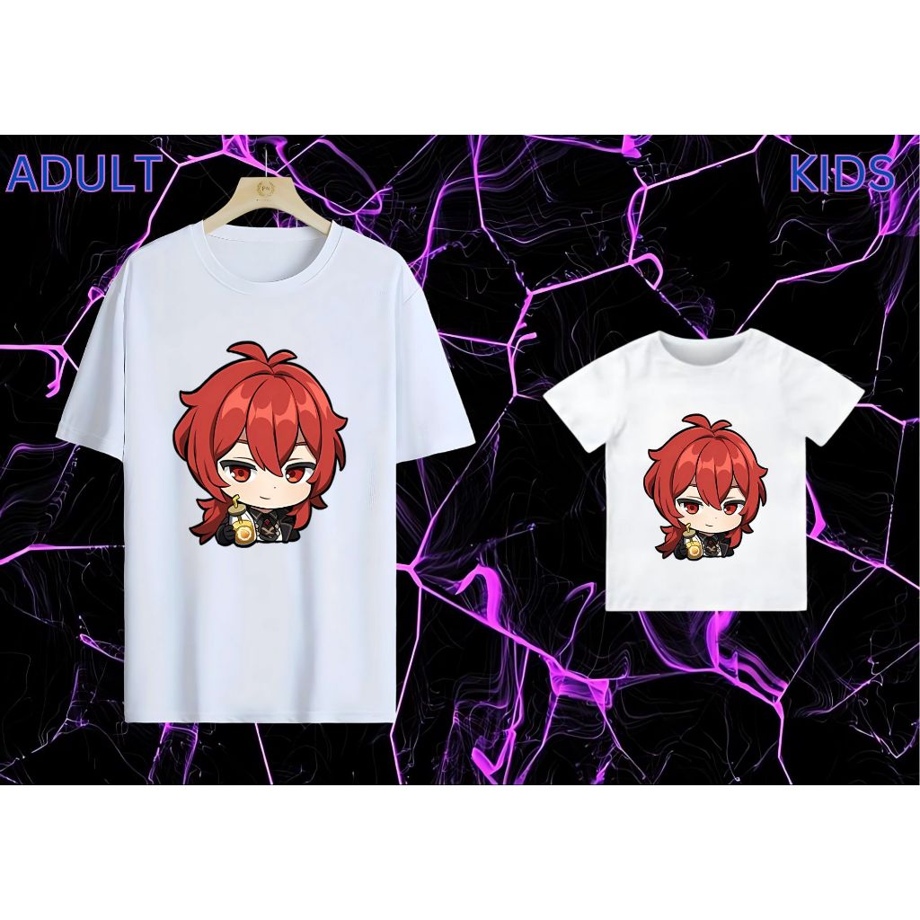 Genshin Impact Diluc Official In Game Chat Sticker T-shirt Print ...