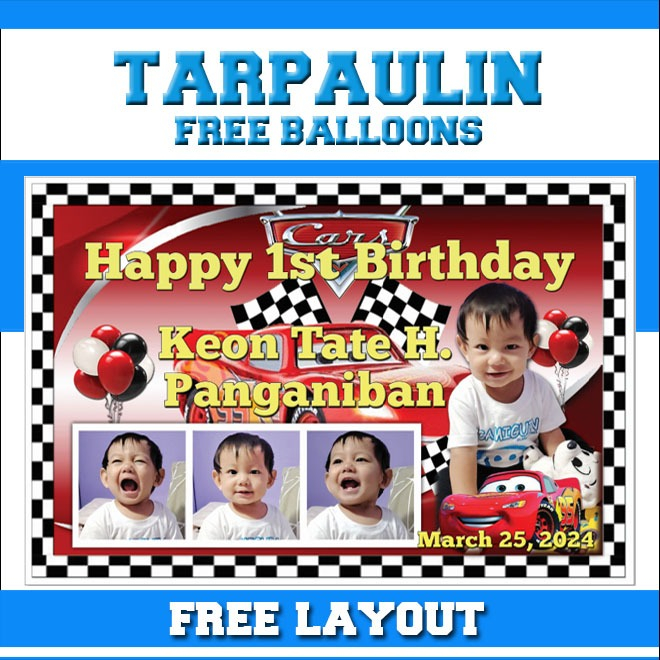 CARS Tarpaulin banner backdrop decoration party birthday christening ...