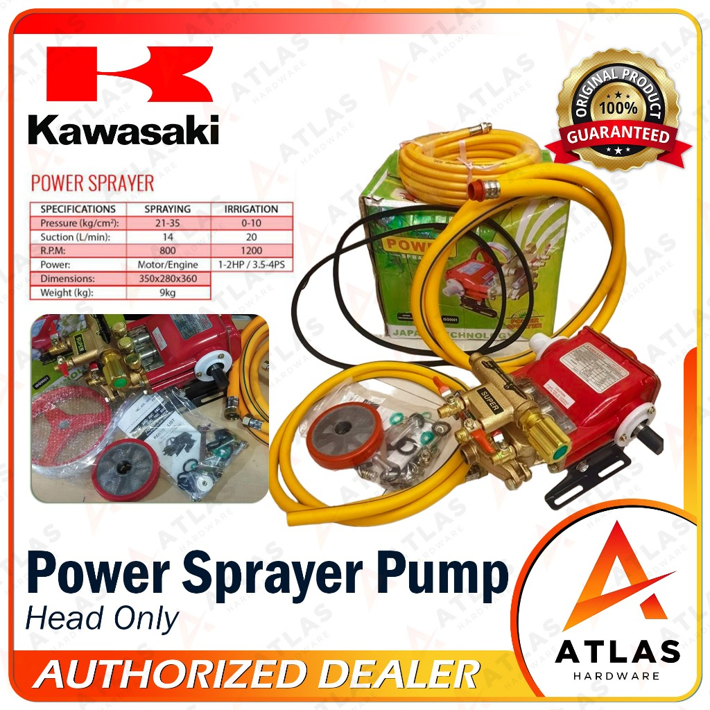 Kawasaki Power Sprayer Pump (Head Only) w/Accessories and Long Gun (Red ...