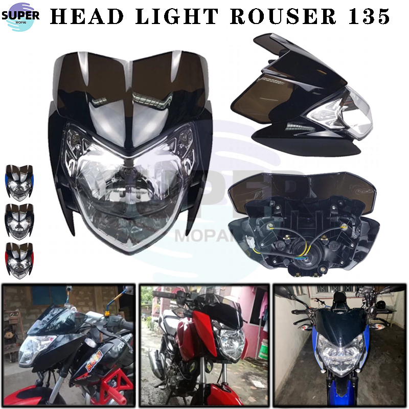 MOTORCYCLE HEADLIGHT ASSY KAWASAKI ROUSER 135 BLACK/BLUE/RED | Shopee ...