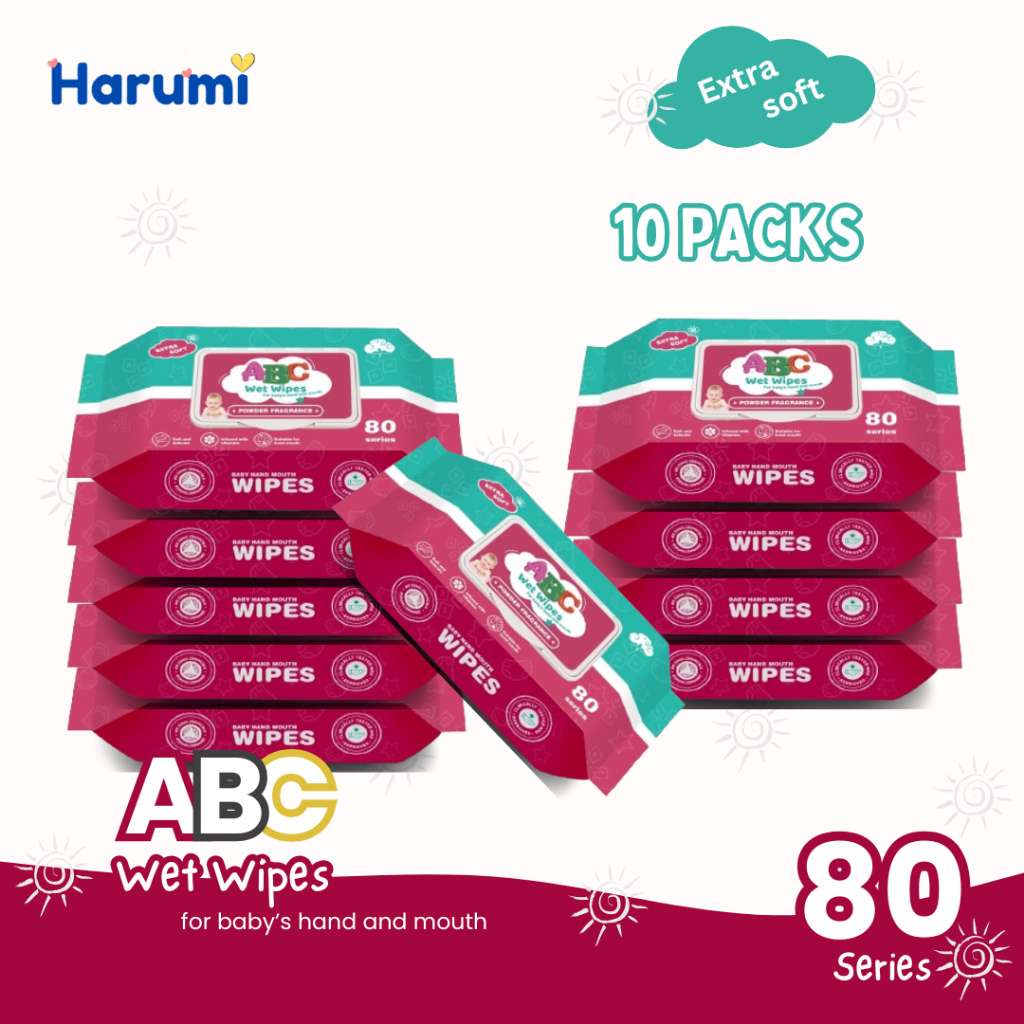 Harumi 10 PACKS ABC Baby Care Wet Wipes 80 Sheets/pack Scented wipes ...