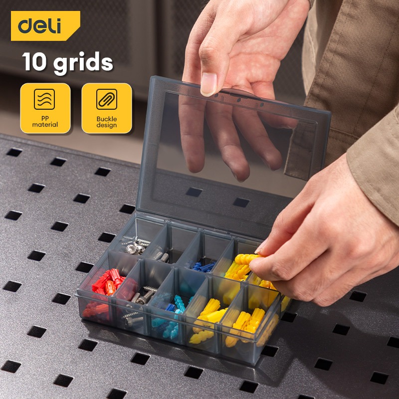 Deli Tool 10 Grids Parts Box PP Organizer Adjustable Jewelry Storage ...