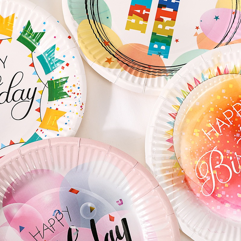 10pcs Disposable Creative Birthday Paper Plates - Colorful Party Plates ...