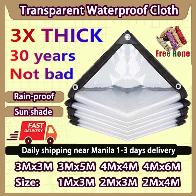 3X Thick transparent Trapal waterproof oilcloth Outdoor Garden Rain ...