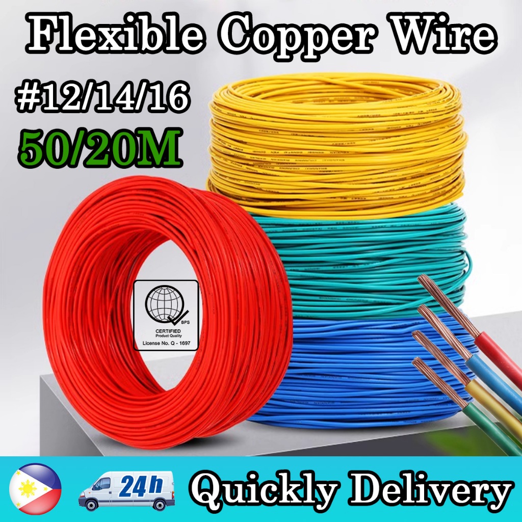 BVR Flexible Wire #12 #14 #16 Copper Cable 50m 20m Single Core Multi ...