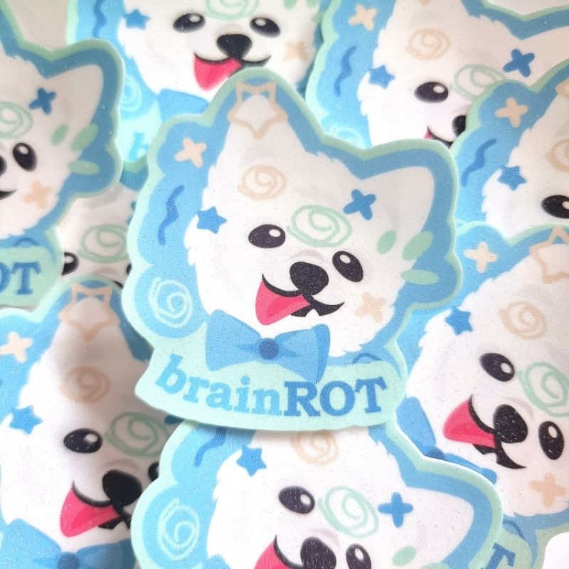 Brainrot White Dog Waterproof and Glitter-Laminated Sticker | Shopee ...