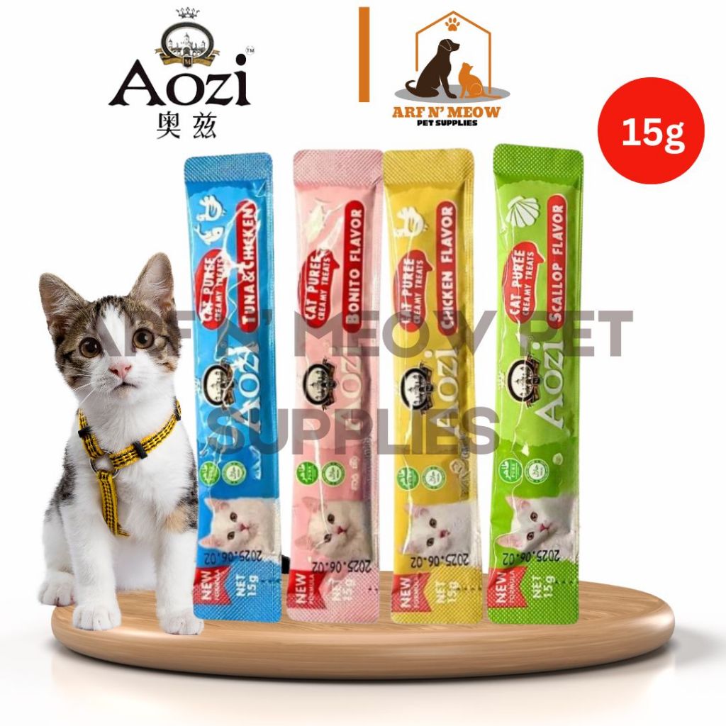 Aozi Cat Puree Cats Snack Paste Food Cat Creamy 15g Treats | Shopee ...