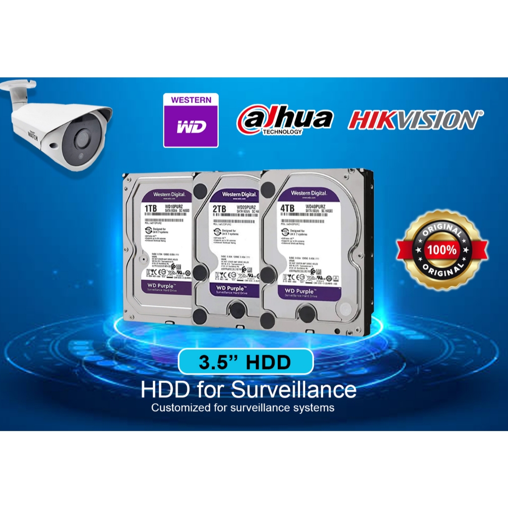 HARD DISK DRIVE SURVEILLANCE 1TB / 2TB / 4TB FOR CCTV NVR DVR SATA WD ...