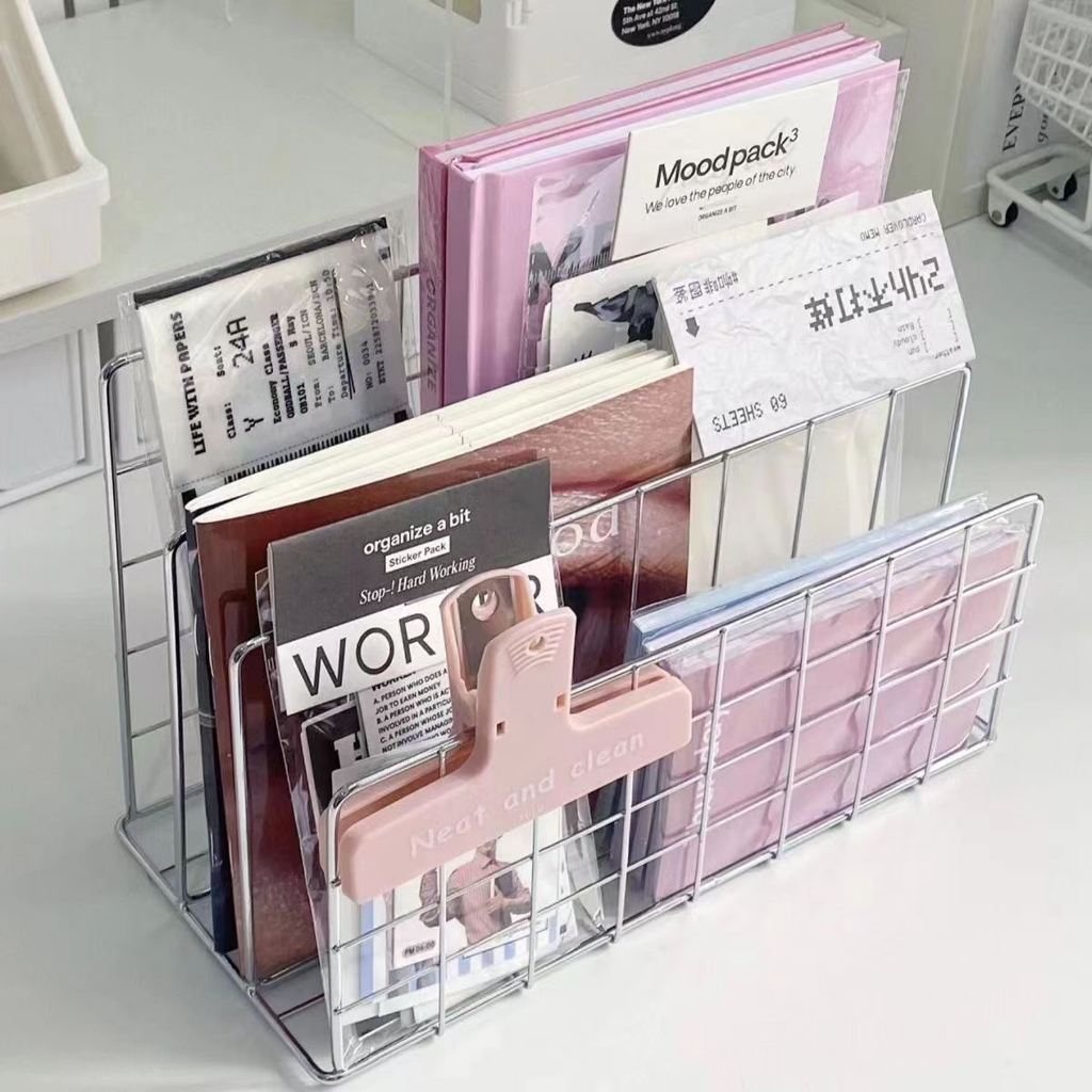 Boho Silver Metal Desktop Magazine Holder Ins Simple Iron Art Desktop ...