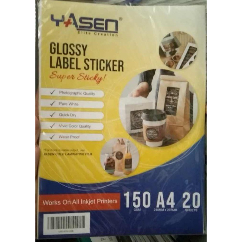 YASEN LABEL STICKER 150gsm 20sheet | Shopee Philippines