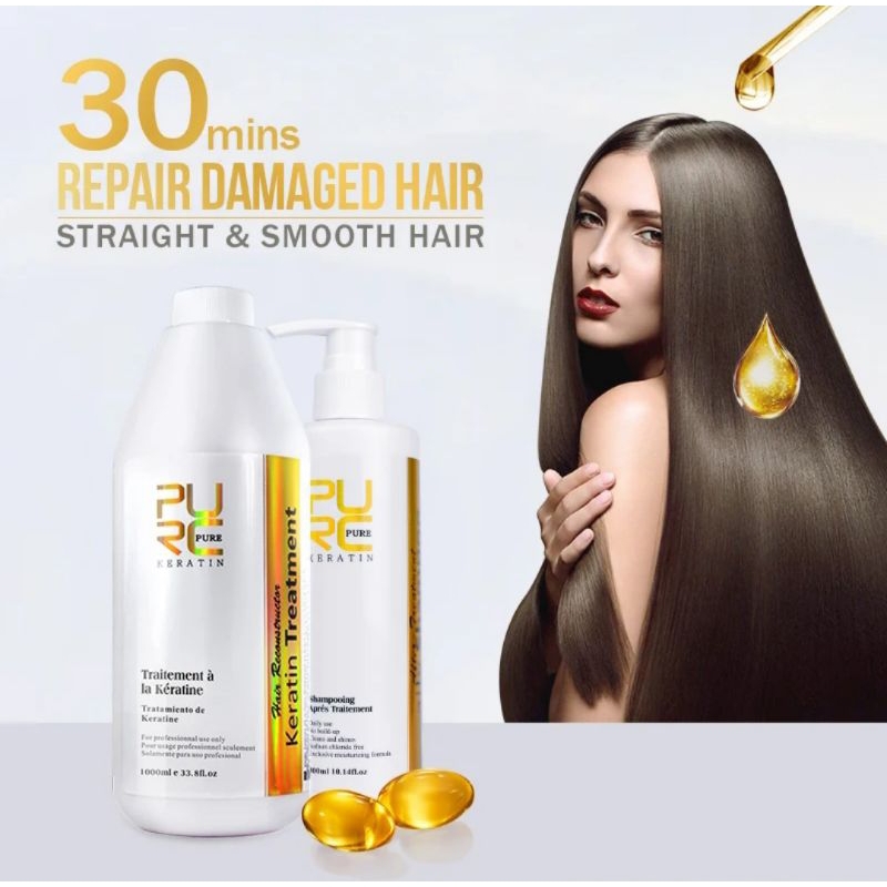 PURC Brazilian Blowout Pure Keratin Hair Treatment Organic ...
