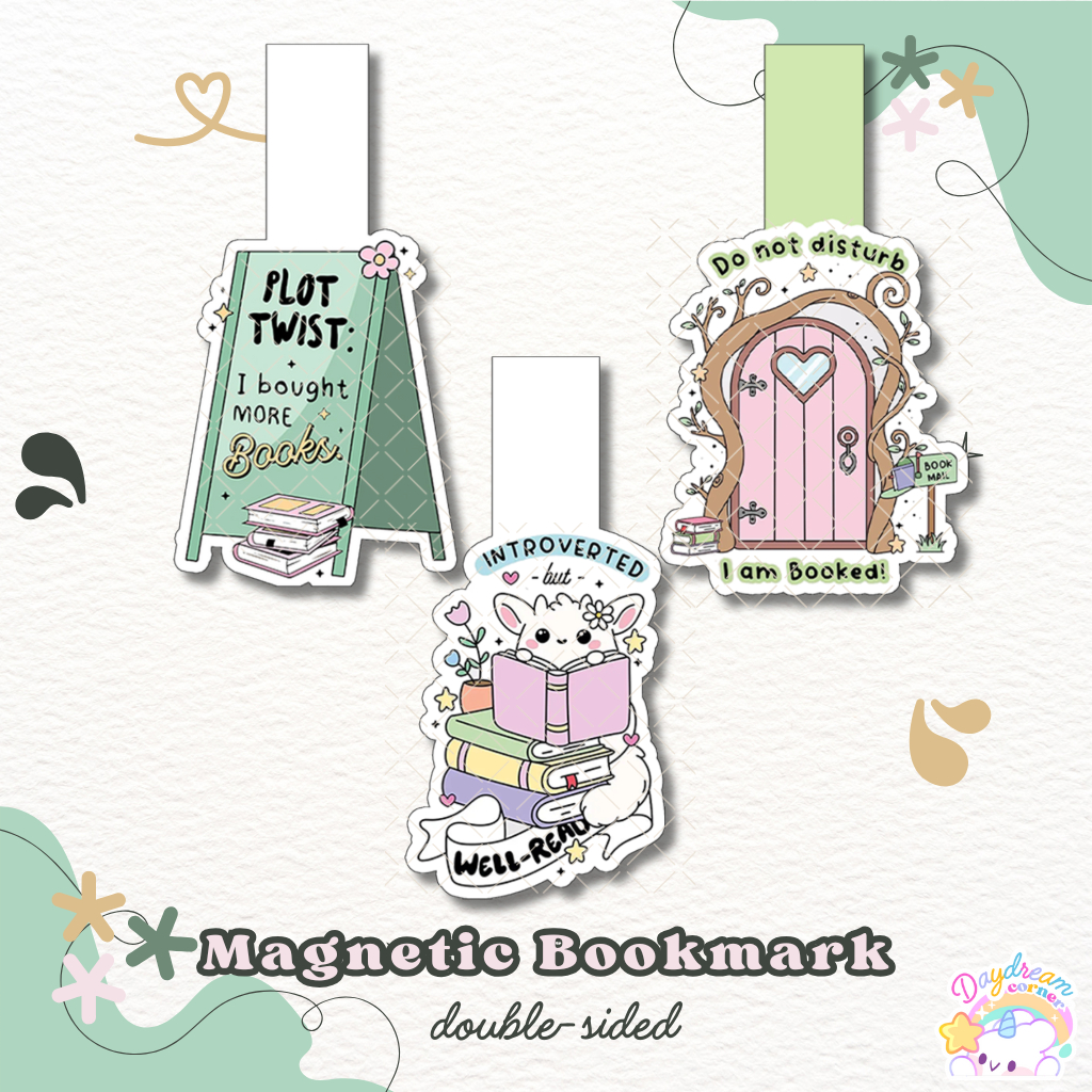 Cute Cartoon Magnetic Bookmarks Shelves Double Sided Print Reading ...