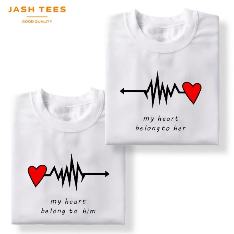 My heart belong to him My Belong to her Couple T-Shirt Per Peice not ...