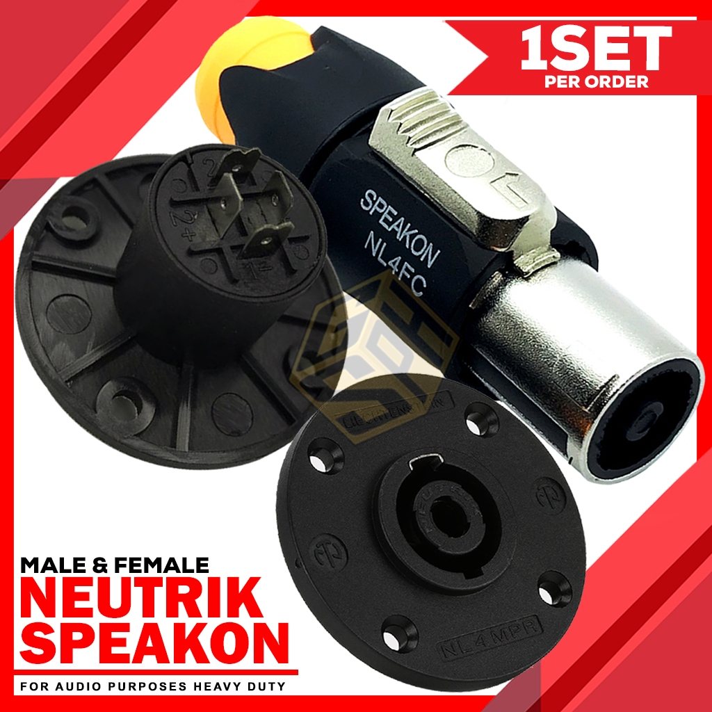 GS NEUTRIK Metal SpeakON Plug 4-Pin Male & Female Set – Heavy Duty ...