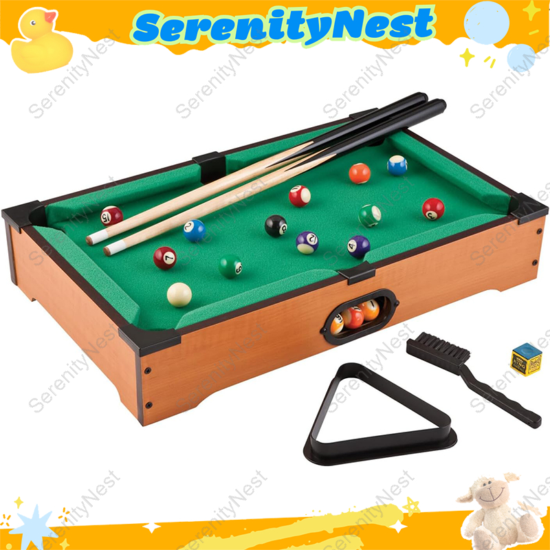 SerenityNest Family Play Adjustable Wooden Mini Pool Table Durable ...