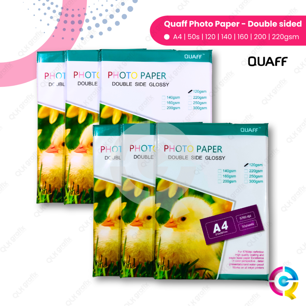 QUAFF Double Sided Photo Paper A4 size (50sheets per pack) (120gsm ...