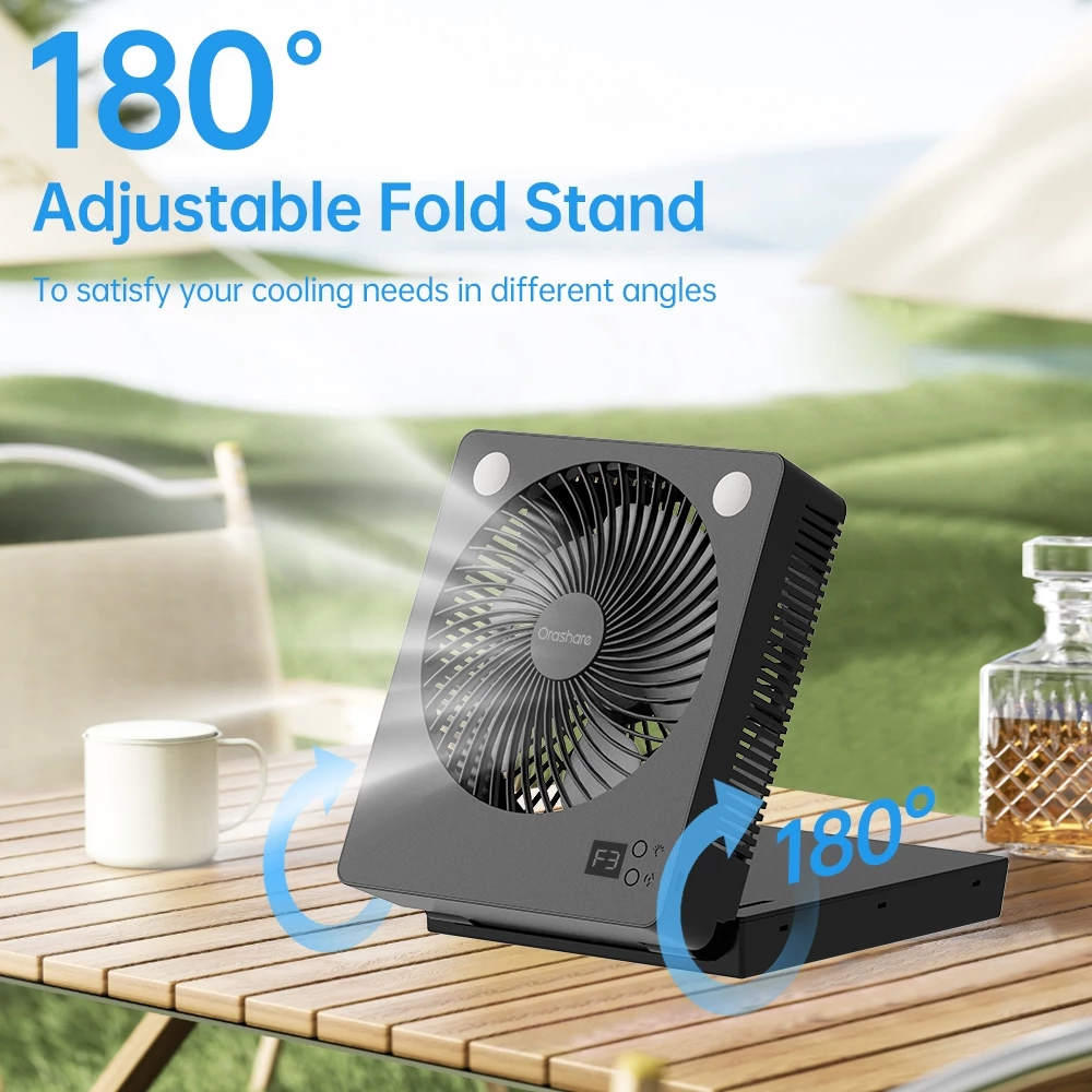 Orashare DF05 Solar Fan 4000mAh Rechargeable 3-Speed Camping Fan with ...