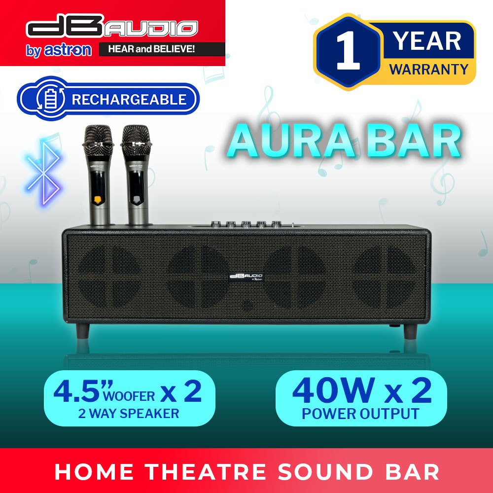 DB Audio by Astron AURABAR Home Theater Sound Bar - Bluetooth | 2 Way ...