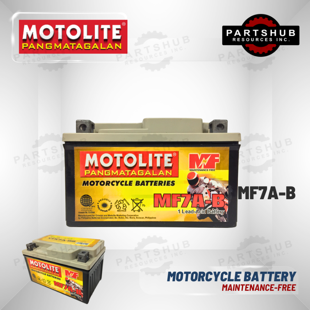 MOTOLITE MOTORCYCLE BATTERY MAINTENANCE-FREE MF7A-B (YTX7A-BS, MF7A ...