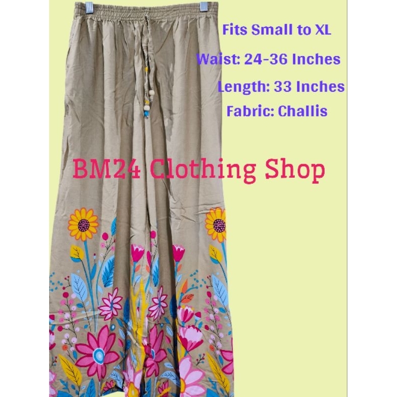 CHALLIS SQUAREPANTS SENEPA W/ side pocket FULL LENGTH(FITS 24 TO 36 ...