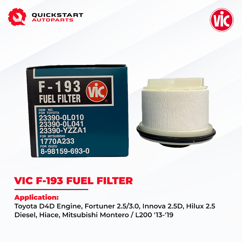 VIC F-193 Fuel Filter Element Type for Toyota D4D Engine, Fortuner ...