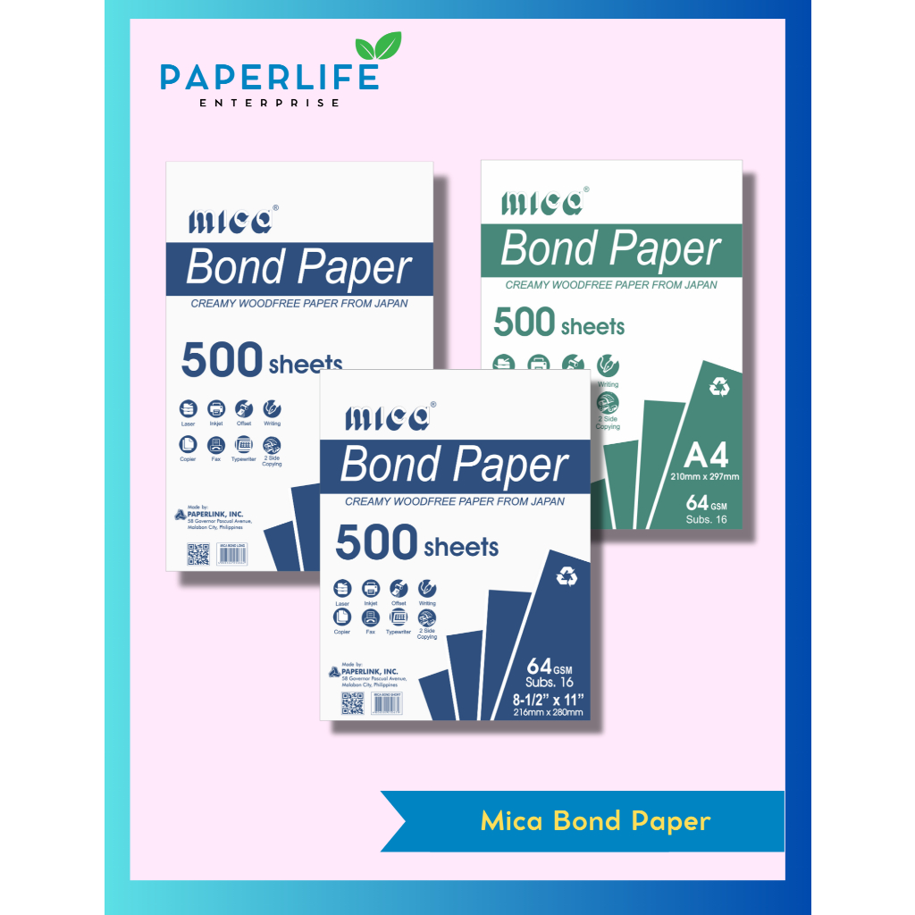 MICA Bond Paper Off-White Shade 64gsm Short, Long & A4 500sheets ...