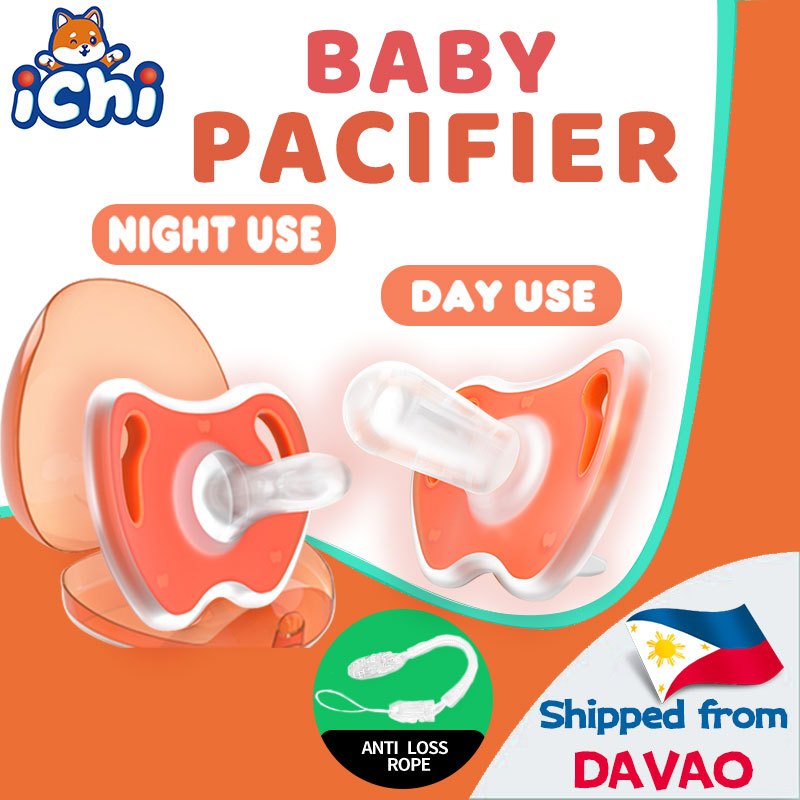 ICHI Baby Pacifier Set 3 In 1 Portable Anti-drop Chain Nipple Box Silicone Teether Infant ...