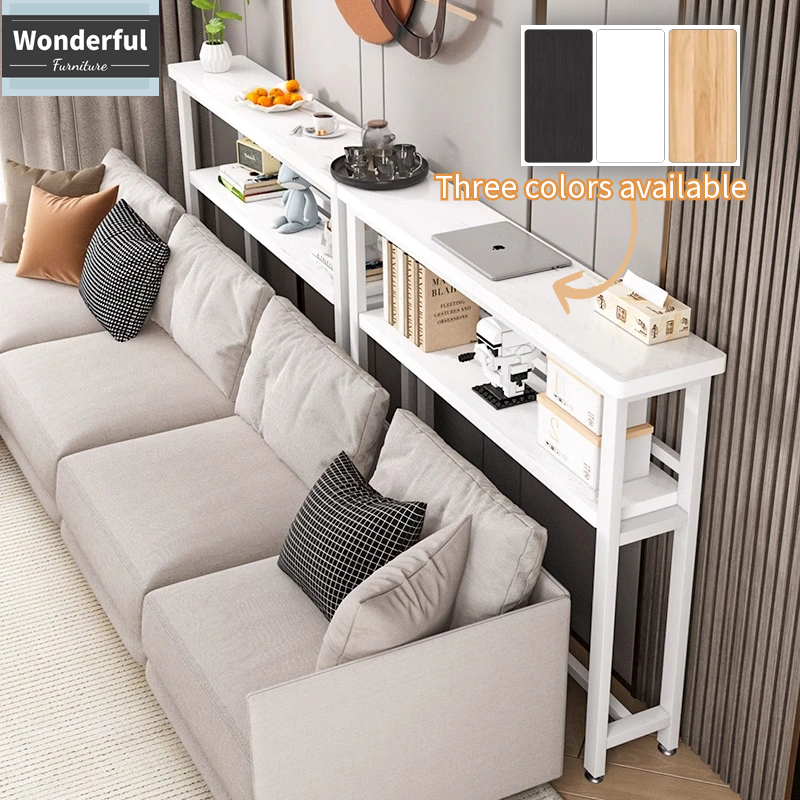 sofa side table white long table side table living room narrow table ...
