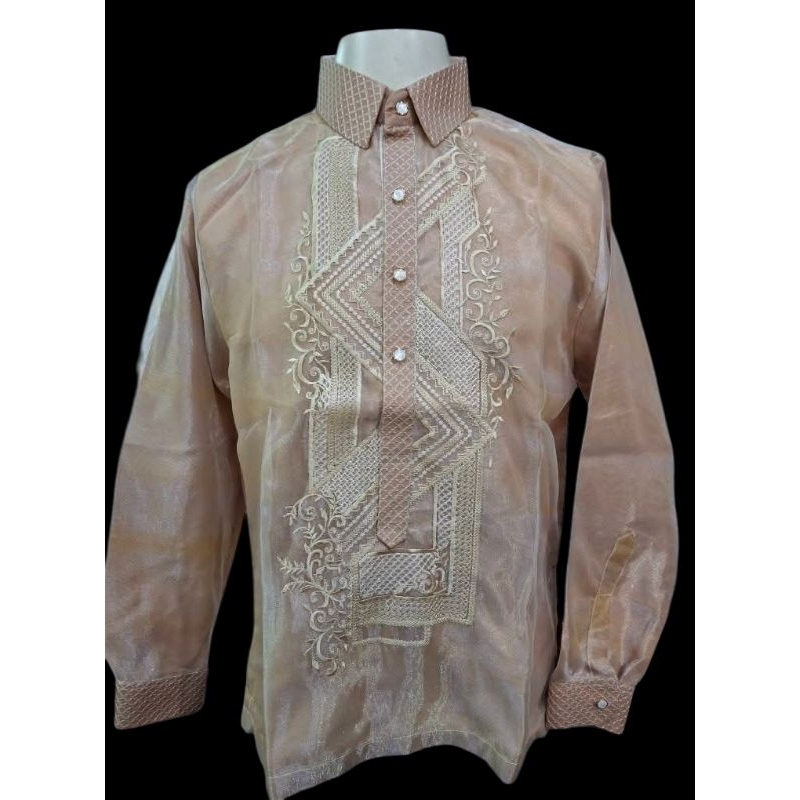 Modern Barong Tagalog Sports Collar Mocha Lining | Shopee Philippines