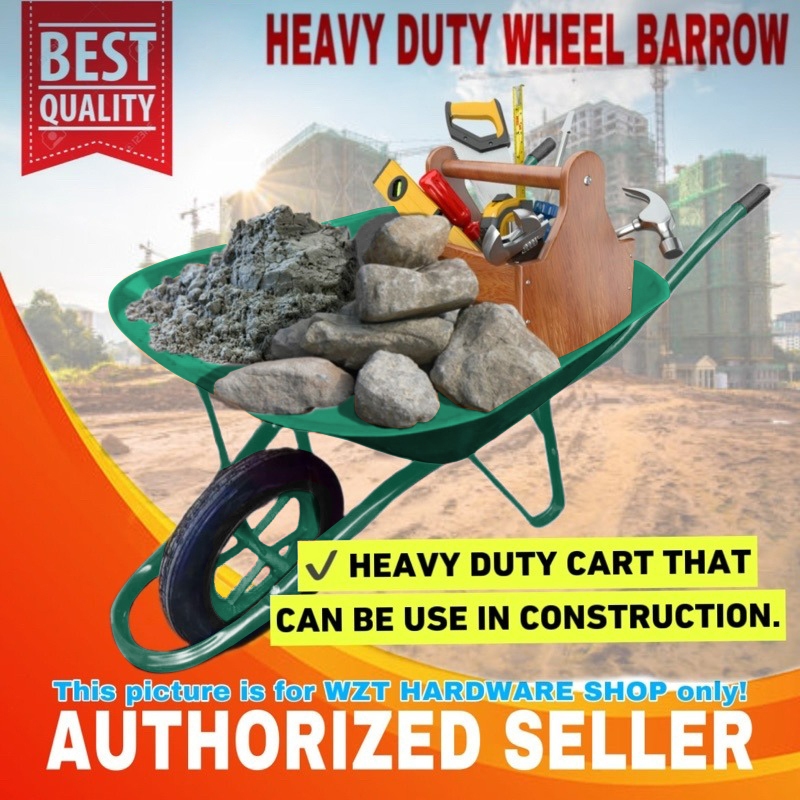 Heavy Duty Wheelbarrow, 14" Inflatable tires with Double Ball Bearings ...