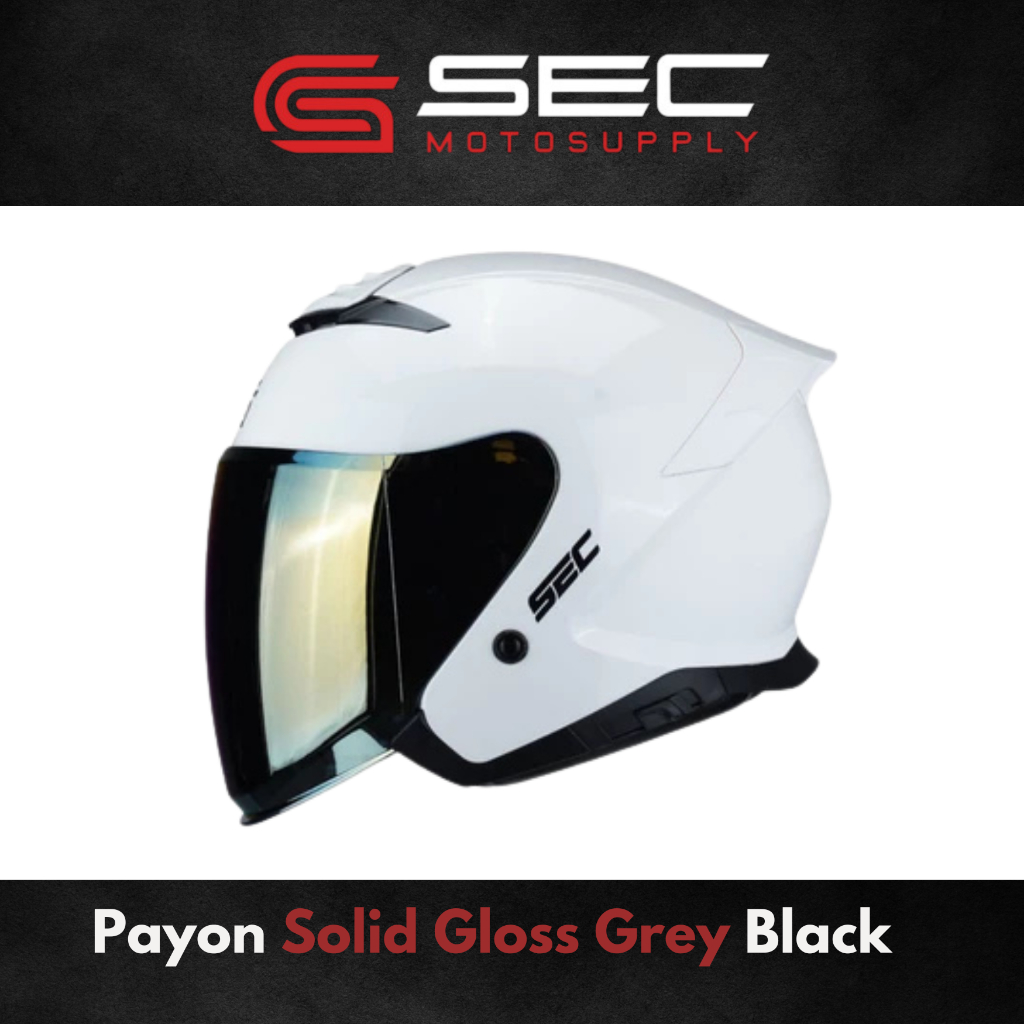Sec Half Face Helmet For Motorcycle | Payon Grey Black (M, L , XL ...