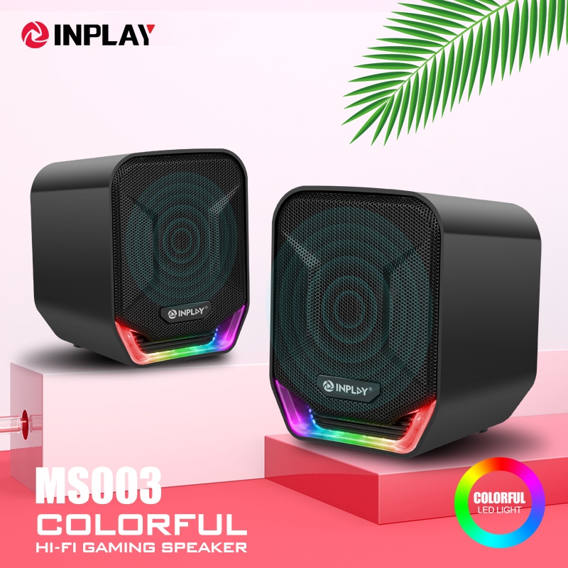 Inplay MS003 Mini RGB Speakers 3D Surround Shocking Bass Boost USB+3.5mm Port For Laptop ...
