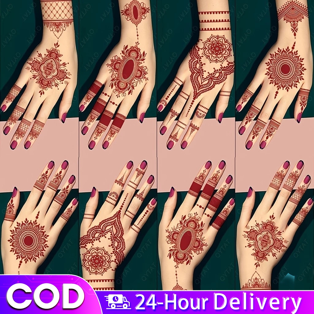 Henna Diamond Pattern Back of Hand Long-Lasting Waterproof Simulation ...