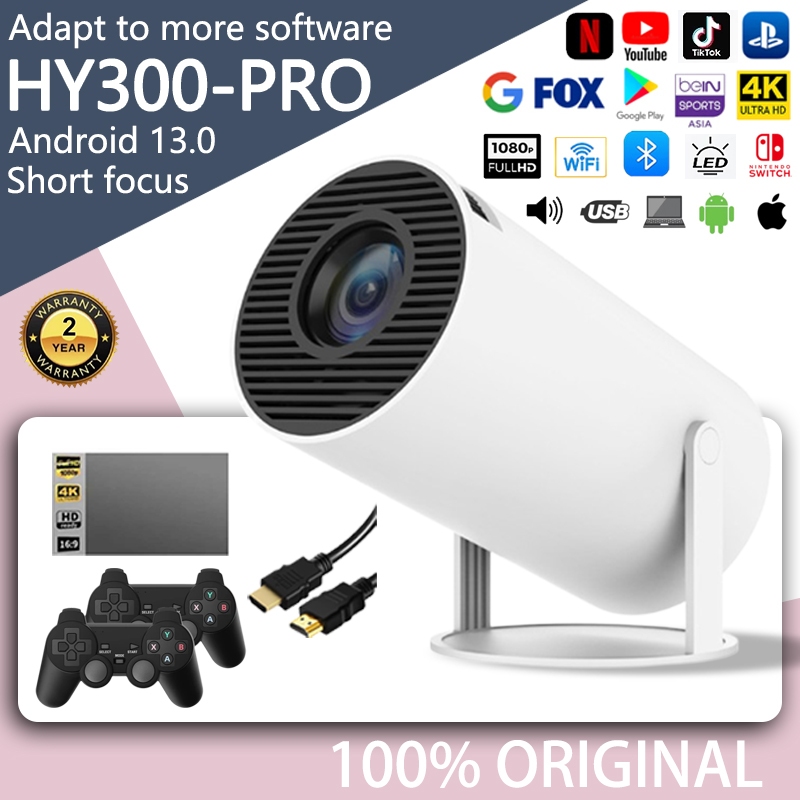 HY300 Smart Projector UHD Portable Mini WiFi Bluetooth Android ...