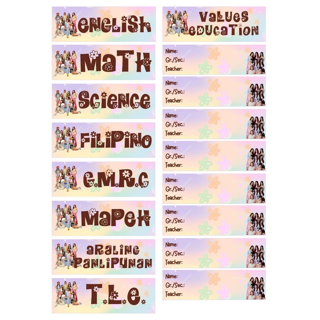 BINI Gradient Design G4 to G10 Subject and Blank Name Stickers (VALUES ...