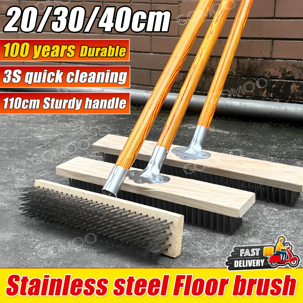 20/30/40cm Stainless Steel Wire Brooms Floor Brush Heavy Duty Mop For ...