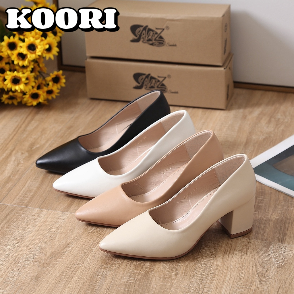2 INCH smooth leather close pointed toe heels for women school shoes ...