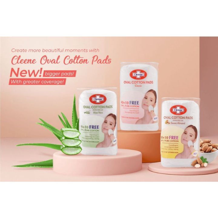 Cleene Oval Facial Cotton Pads 40+10 Pads Assorted Pads | Shopee ...
