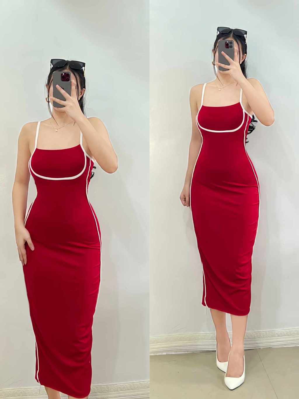 Marylite Combi Knitted Plain Sleeveless Long Dress/One size fit XS to ...
