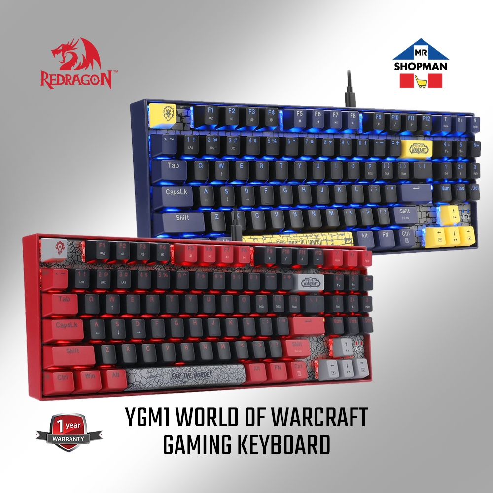 Redragon YGM1 Red / Blue World of Warcraft Wired Mechanical Keyboard ...