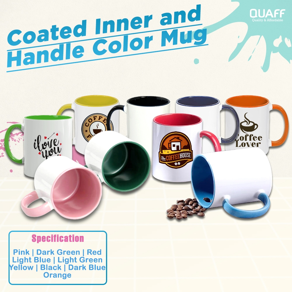 1-Box QUAFF Coated Inner and Handle Color Mug 11oz Sublimation ...
